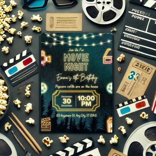 Outdoor Movie Invite - Etsy