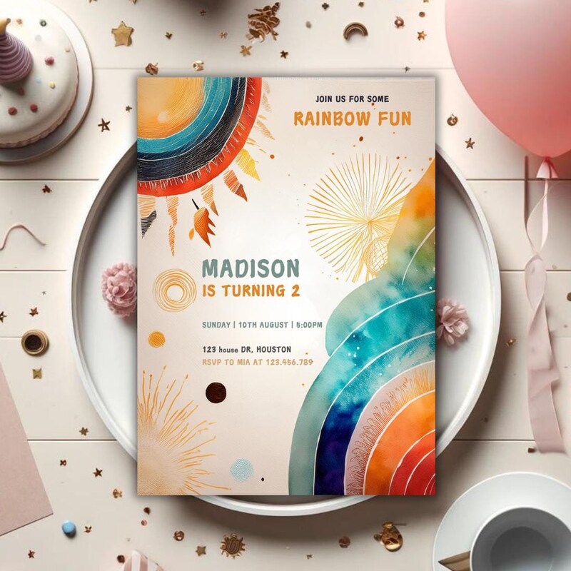 Rainbow Invitations - Etsy