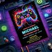 EDITABLE Video Game Party Invitation, Level up Birthday Invite, Blue ...