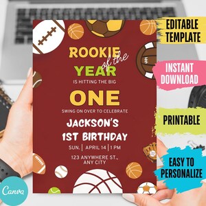 Sports Invitation Sports Birthday Boy Football Birthday Party Invite ...