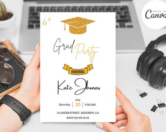 Editable Graduation Invitation Template Canva Graduate Announcement ...