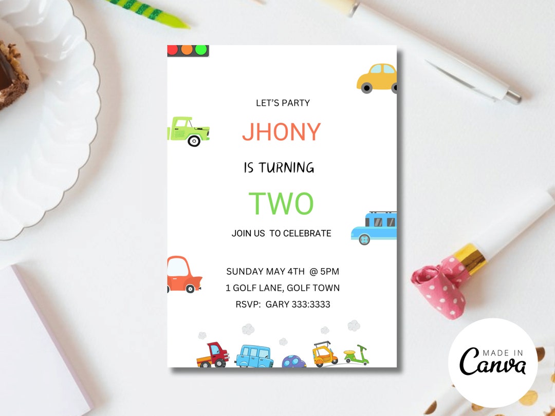 Transportation Birthday Party Invitation, Editable Vehicle Invite ...