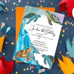 Sea Turtle Invitation Turtley Awesome Party Under the Sea Birthday ...