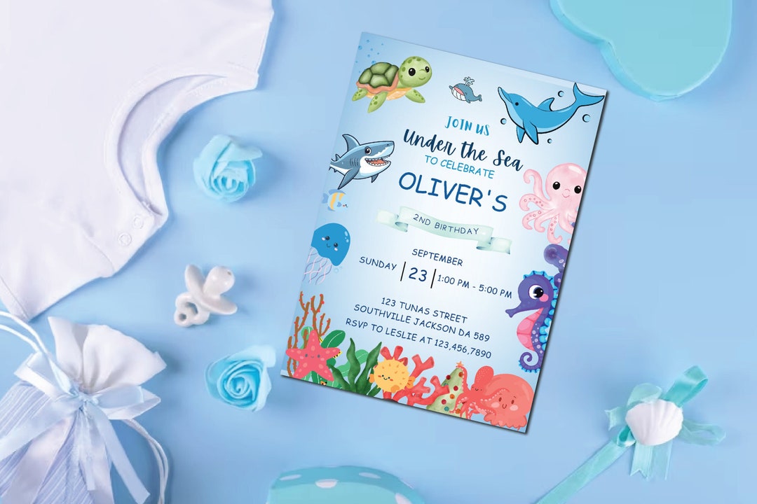 Editable Under the Sea Birthday Invitation, Editable Ocean Animals ...