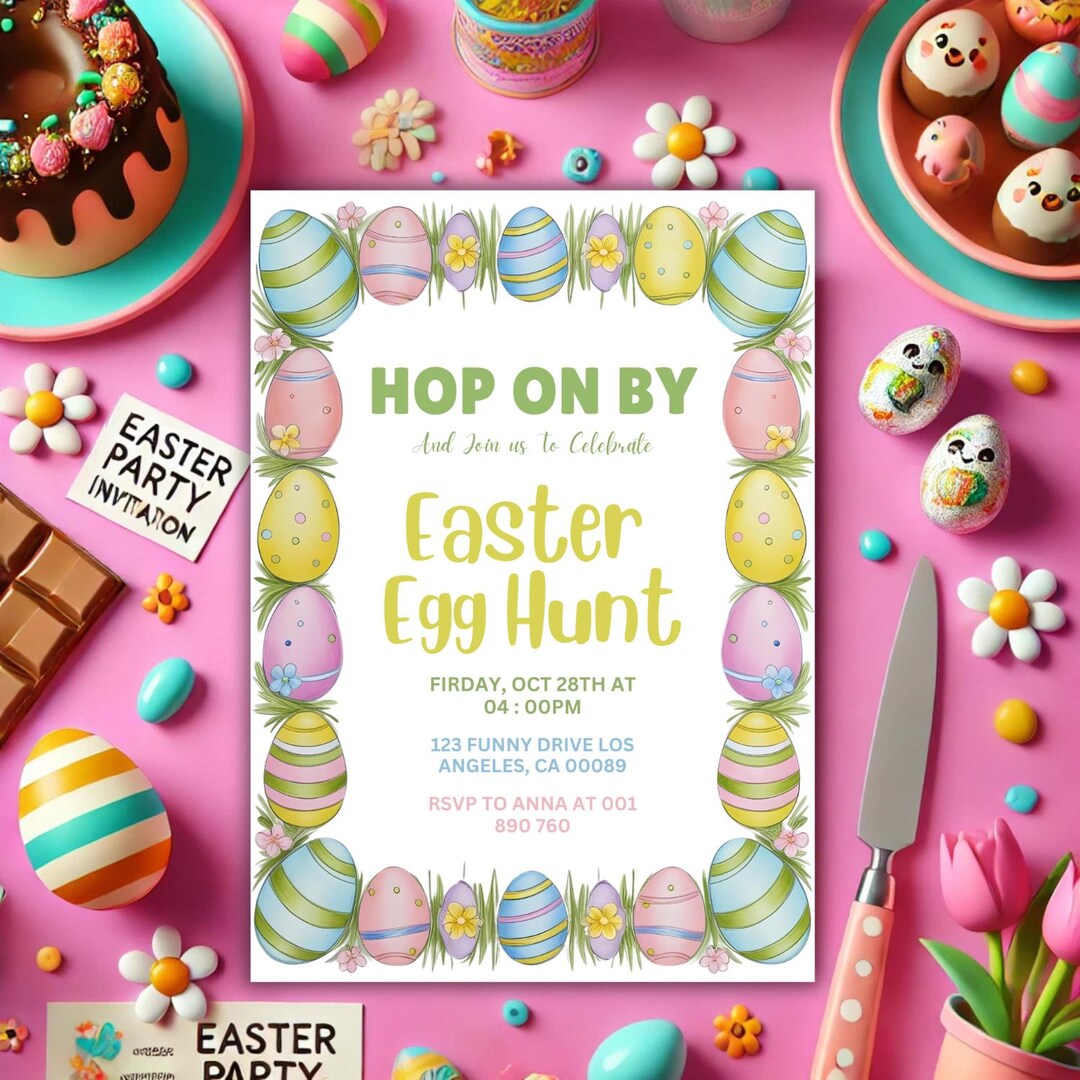Editable Easter Egg Hunt Flyer Template, Printable Easter Egg Hunt ...