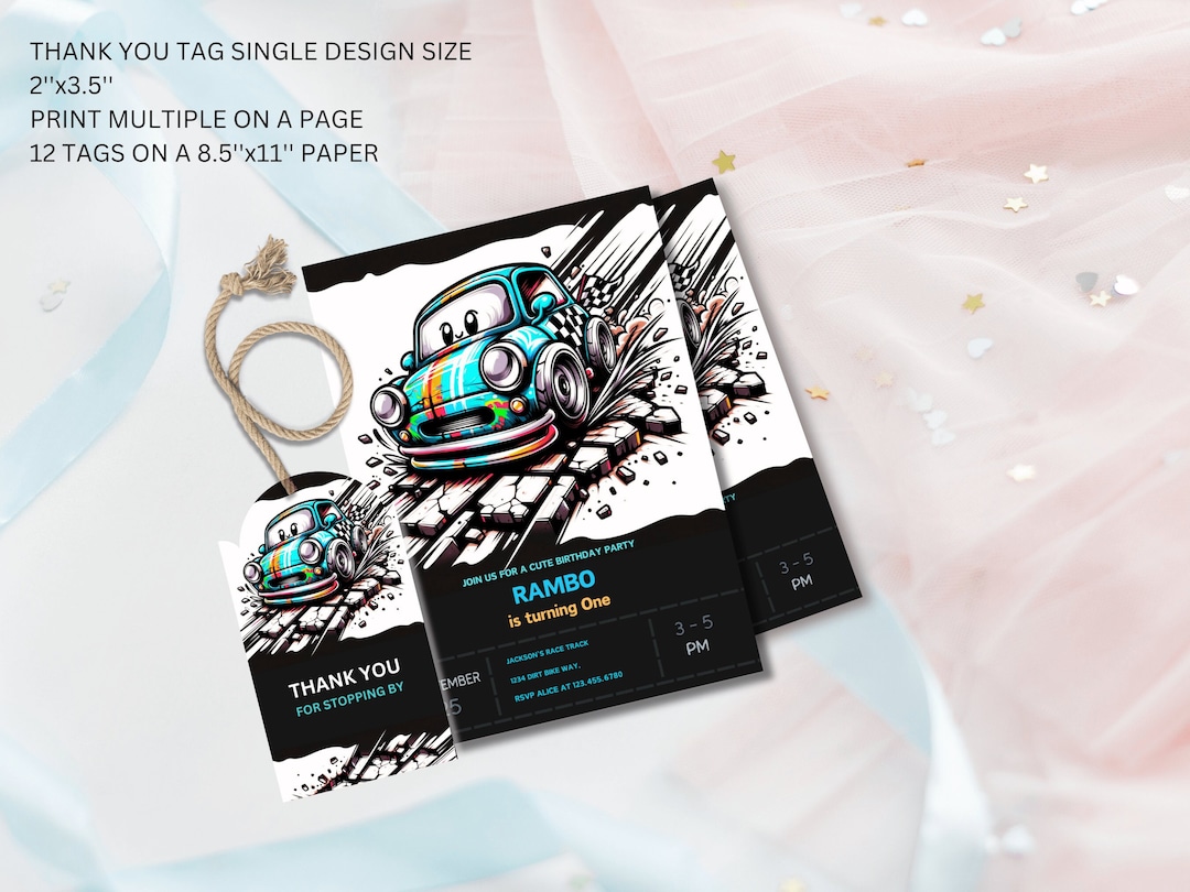 Editable Car Birthday Invitation Cute Mini Car Invite Transportation ...