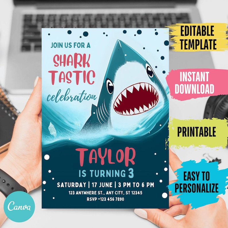 Shark Birthday Invitation, Sharktastic Kids Party, Under the Sea ...