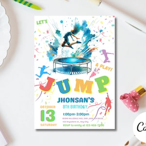 Editable Trampoline Park Birthday Party Invitation, Trampoline Park ...