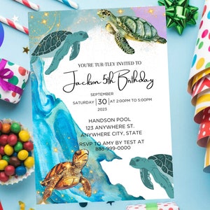 Sea Turtle Invitation Turtley Awesome Party Under the Sea Birthday ...