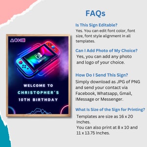 Editable Video Game Birthday Welcome Sign, Video Game Birthday Sign ...