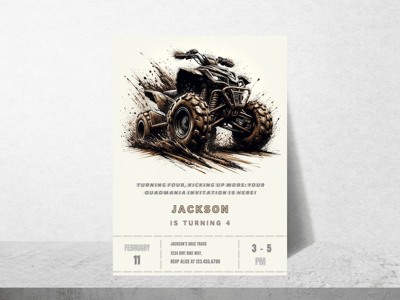 Editable ATV Birthday Invitation Men's off Road Birthday Invitation ...