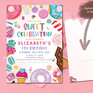 Editable Sweets Candy Birthday Invitation, Sweet Chocolate Celebration ...
