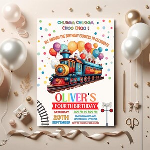 Editable Train Birthday Invitation Template, Boys and Girls Train Party ...
