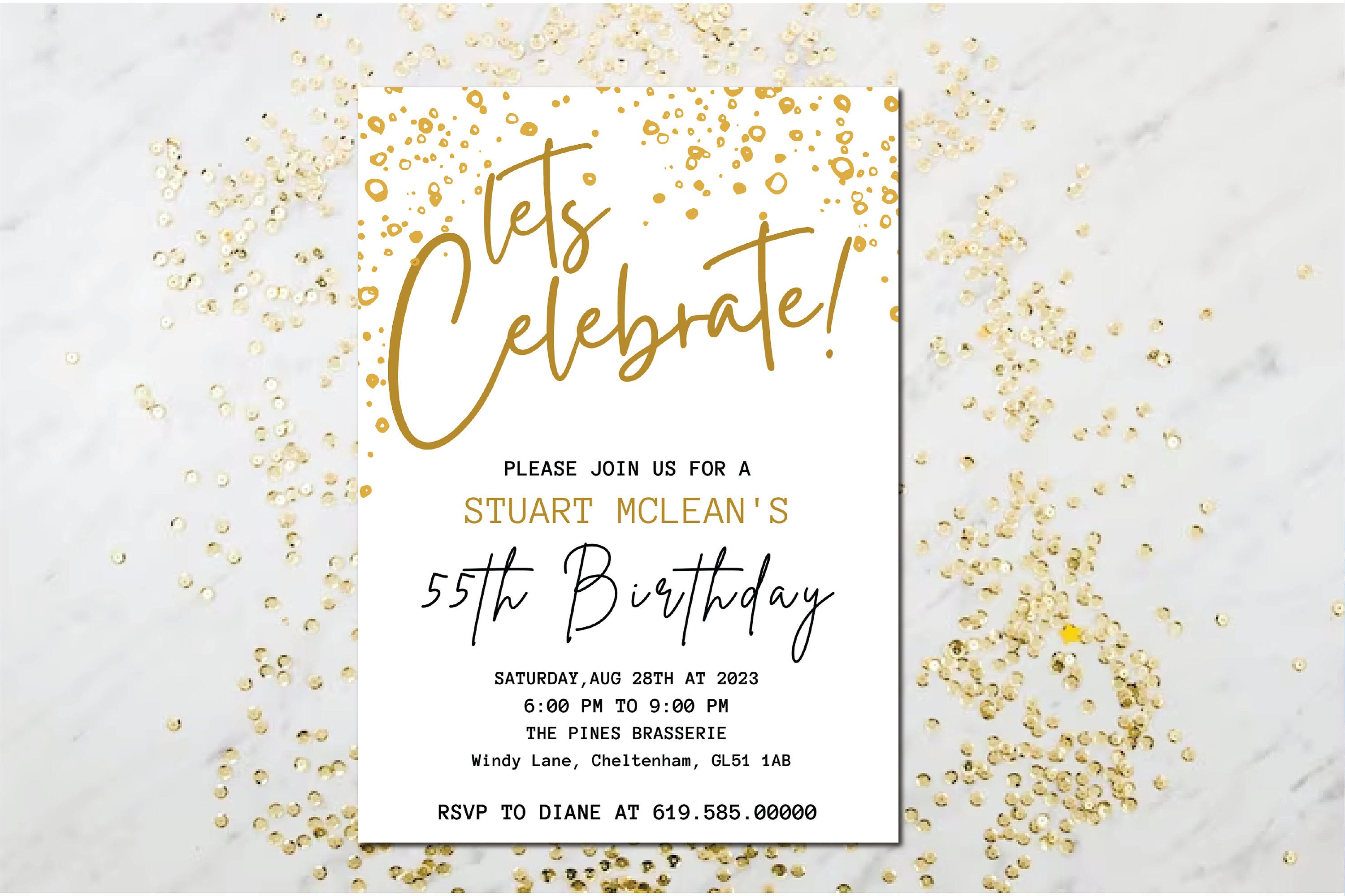 Editable Lets Celebrate Birthday Invitation, Minimalist Adult Birthday ...