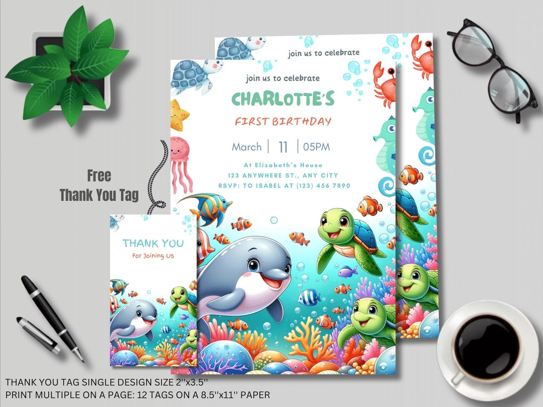 Editable Under the Sea Birthday Invitation, Editable Ocean Animals ...