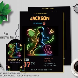 Editable Badminton Birthday Invitation Badminton Party Invitation Game ...