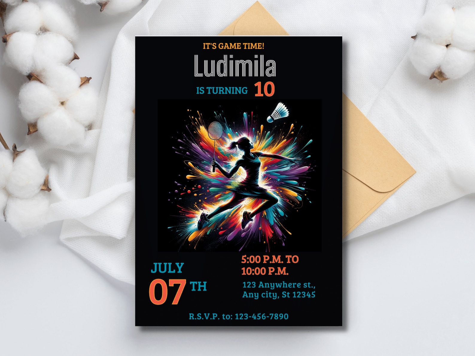 Editable Badminton Birthday Invitation Girl Badminton Party Invite Game ...