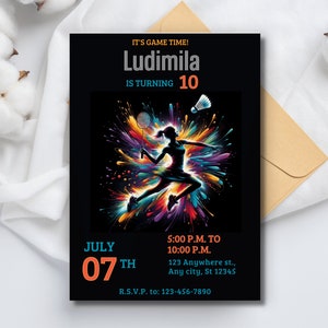 Editable Badminton Birthday Invitation Girl Badminton Party Invite Game ...