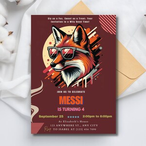 Editable Fox Birthday Invitation, Woodland Party Invite (digital ...