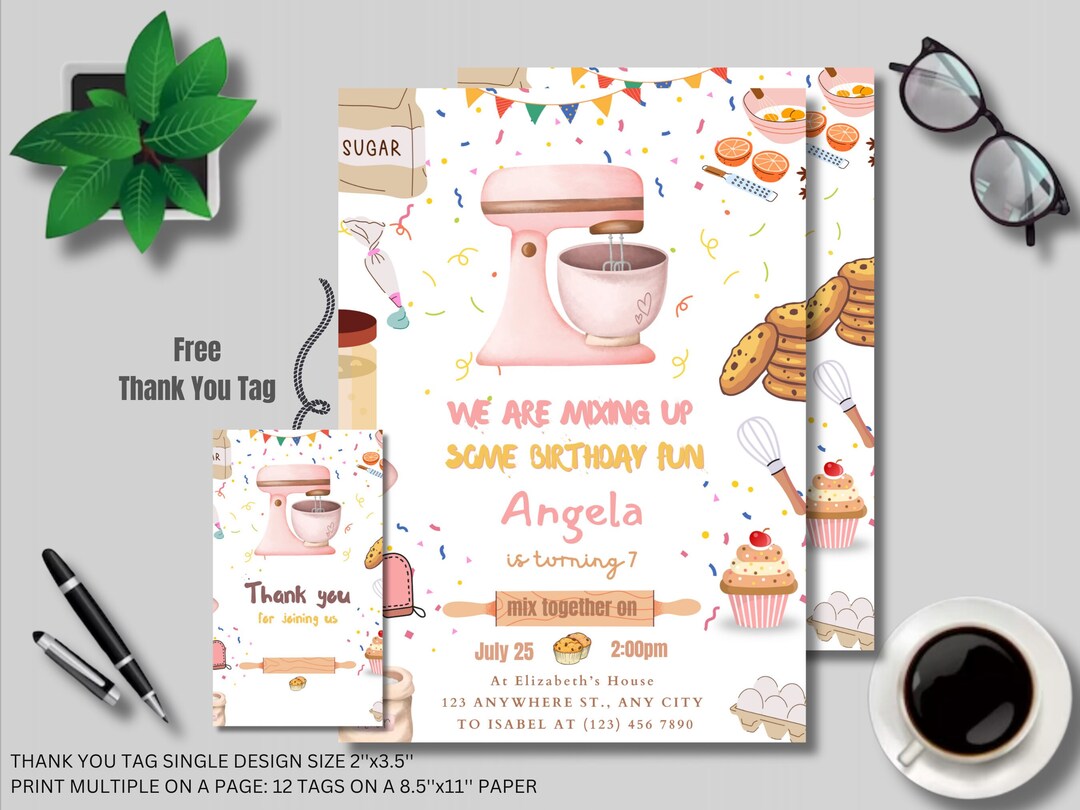 Editable Cooking Party Birthday Invitation, Baking Cooking Party, Chef ...