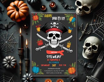 Editable Pirate Birthday Invitation, Ahoy Matey Party Invite, Printable ...