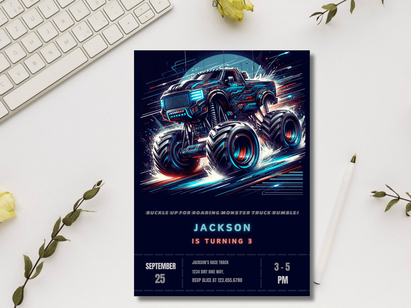 EDITABLE Monster Truck Birthday Invitation, Monster Trucks Invitation ...