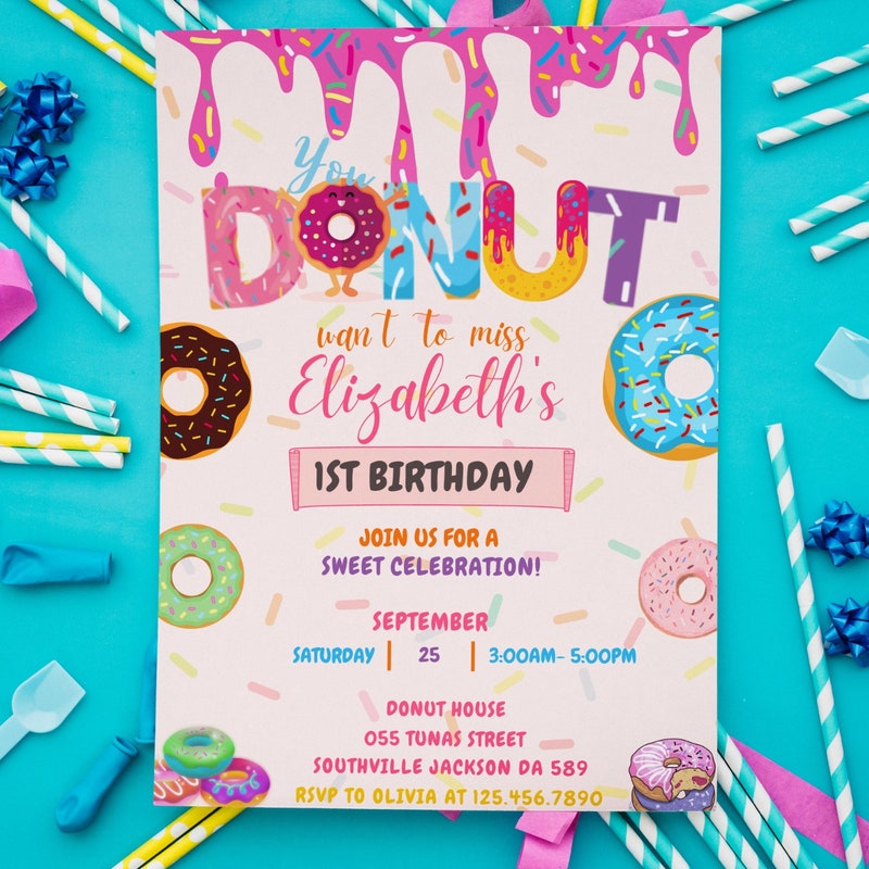 Donut Party Invitations - Etsy