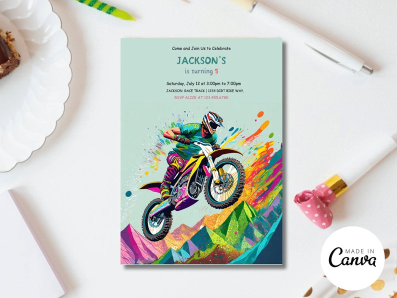 Editable Motorbike Invitation Instant Download Dirt Bike Invite ...