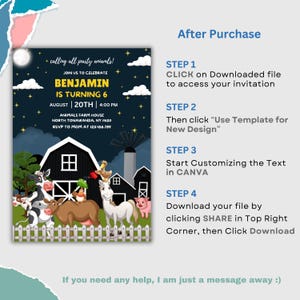 Editable Farm Birthday Night Invitation, Boy Farm Animals Invite ...