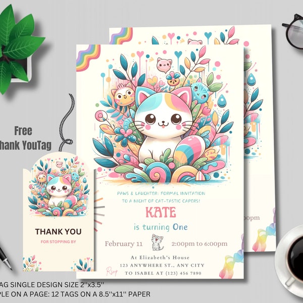 Cat Invitation - Etsy