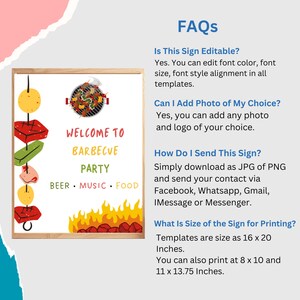 Editable BBQ Welcome Sign Template, BBQ Custom Sign Template, Barbeque ...