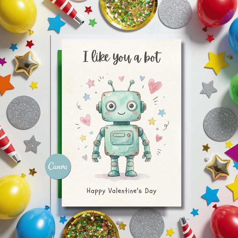 Bot Valentine’s Day Cards for Kids: Editable Classroom Exchange ...