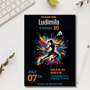 Editable Badminton Birthday Invitation Girl Badminton Party Invite Game ...