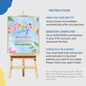 Pool Party Welcome Sign EDITABLE, Summer Party Sign, Swimming Party ...