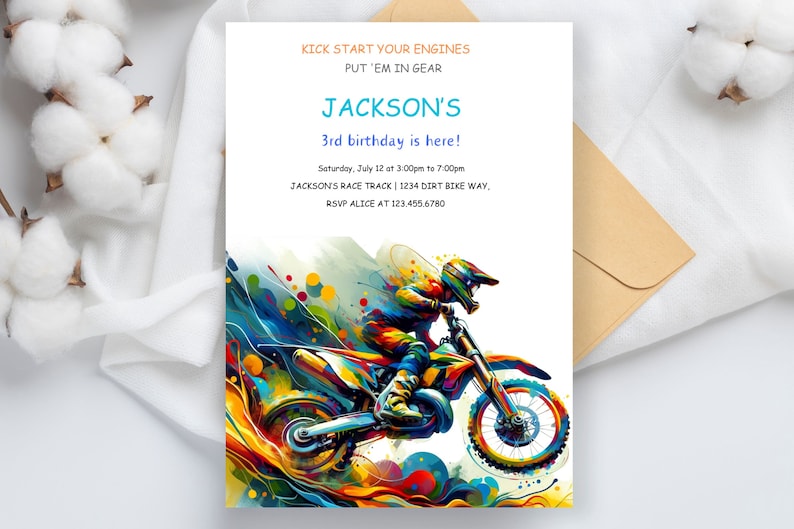 Editable Dirt Bike Birthday Invitation, Motocross Party (instant ...