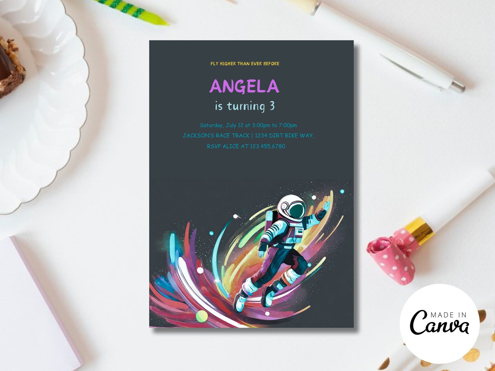 EDITABLE Space Birthday Party Invitation, Galaxy Party Invitation ...