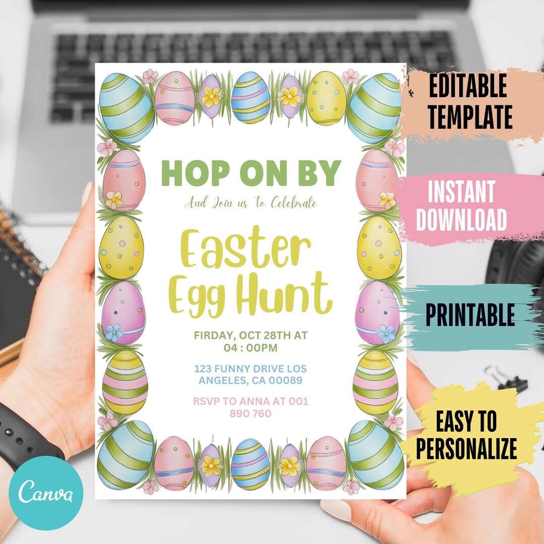 Editable Easter Egg Hunt Flyer Template, Printable Easter Egg Hunt ...