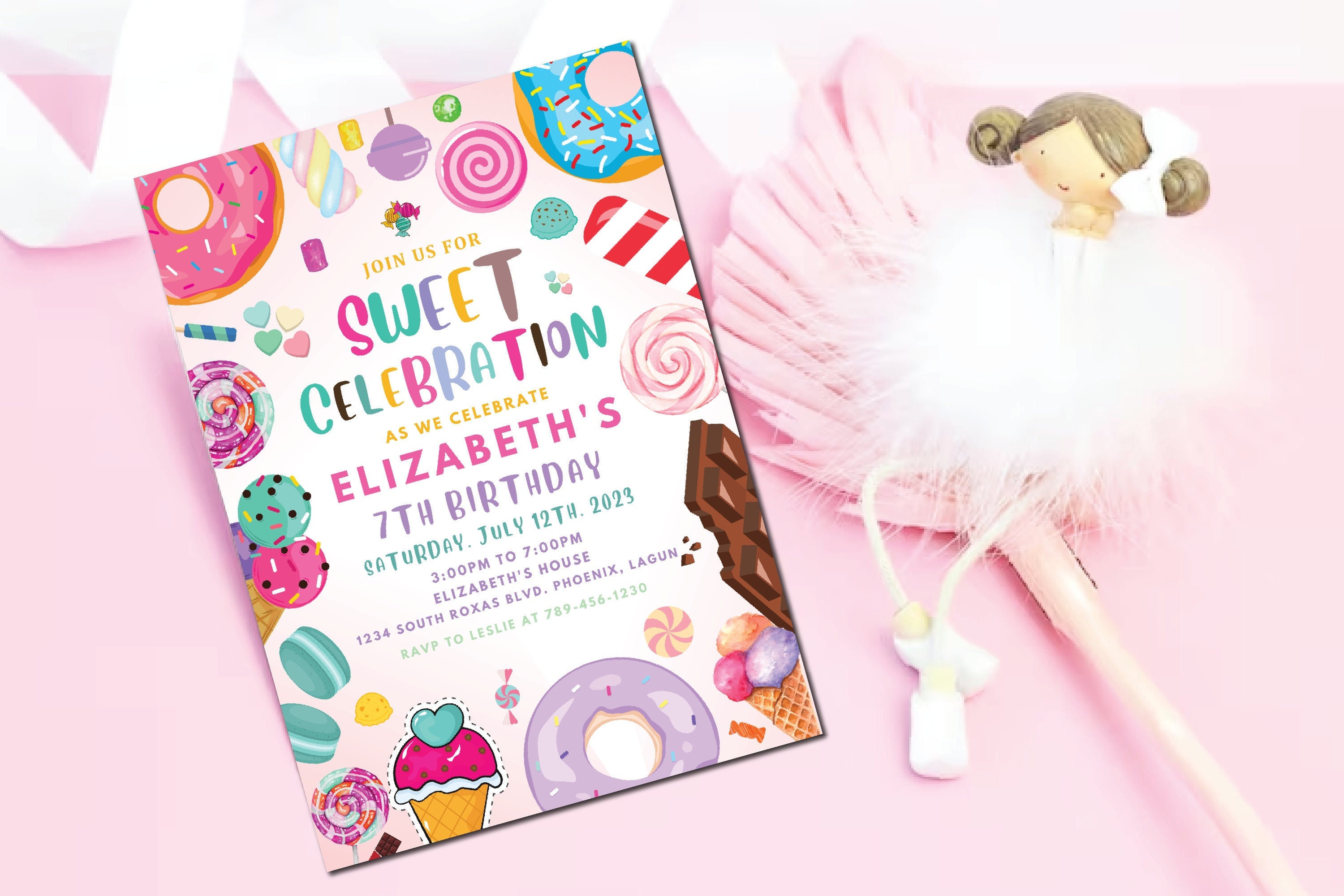 Editable Sweets Candy Birthday Invitation, Sweet Chocolate Celebration ...