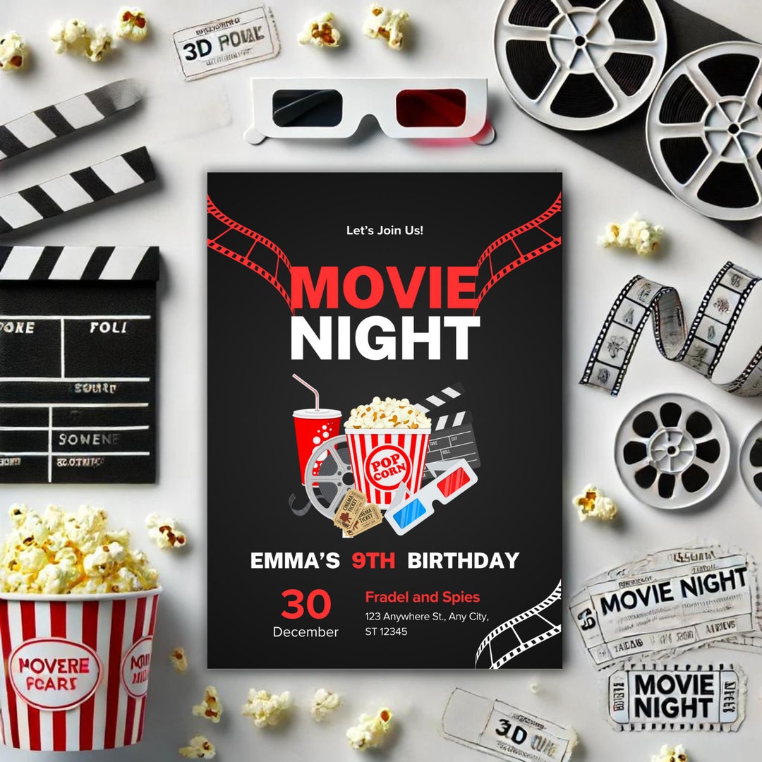 Movie Birthday Invitation Girl Movie Party Invitation, Pop on Over ...