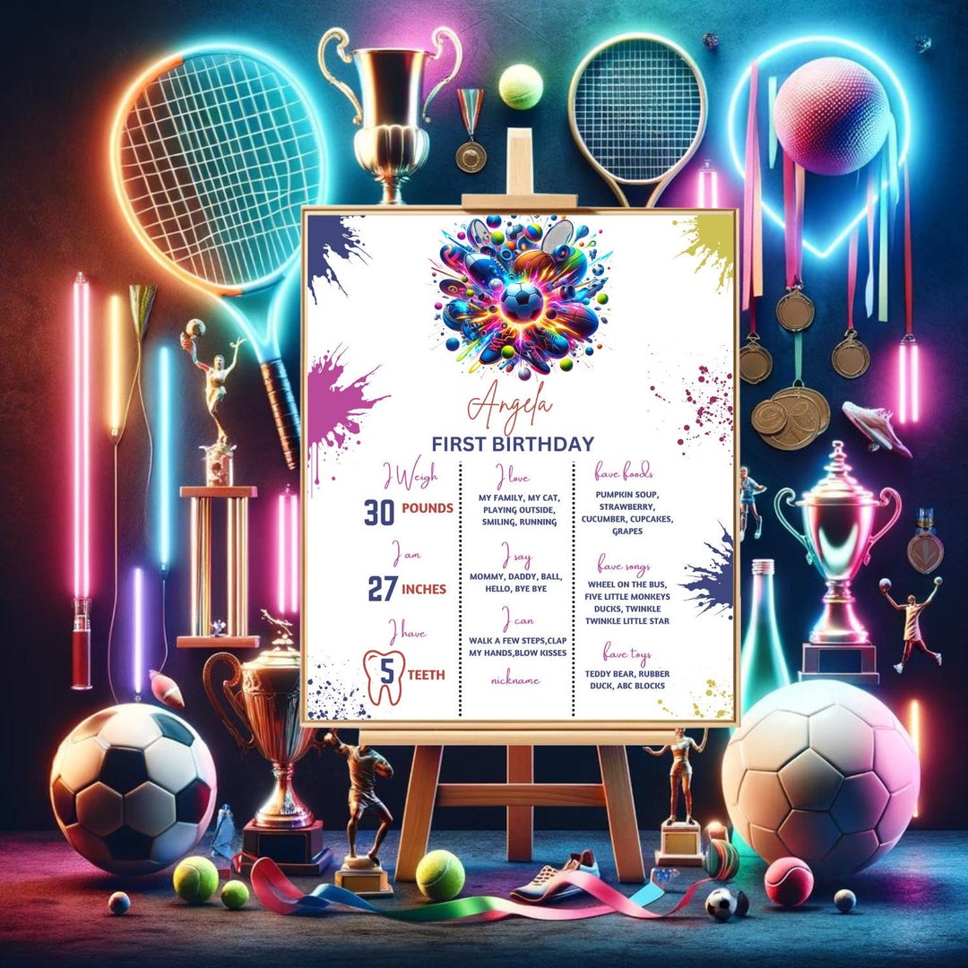 EDITABLE Football Milestone Board, Football 1st Birthday Milestone ...