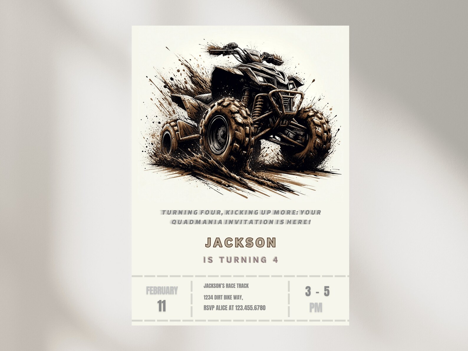 Editable ATV Birthday Invitation, Men's Off-road Party (digital ...