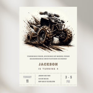 Editable ATV Birthday Invitation, Men's Off-road Party (digital ...