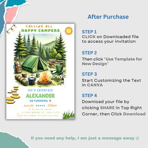 Editable Glamping Party Invitation Camp Out Birthday Invite Bonfire ...