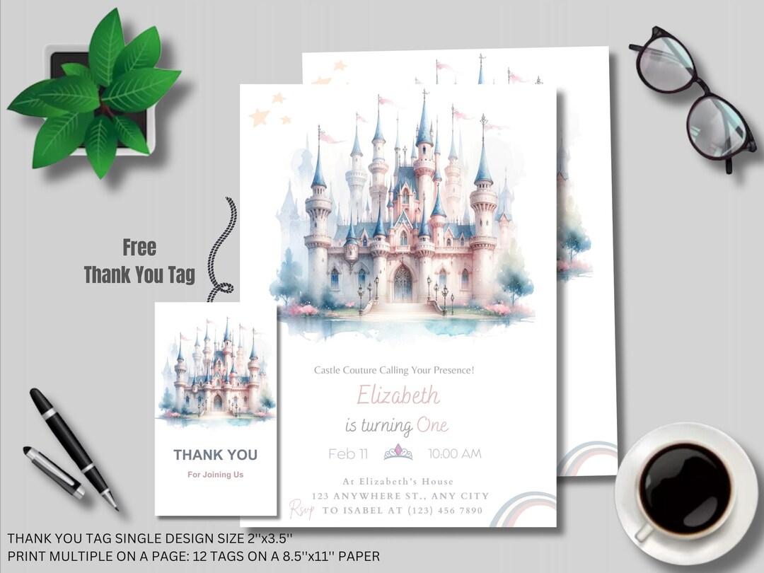 Princess Castle Birthday Invitation, Magical Day (editable Template) - Etsy