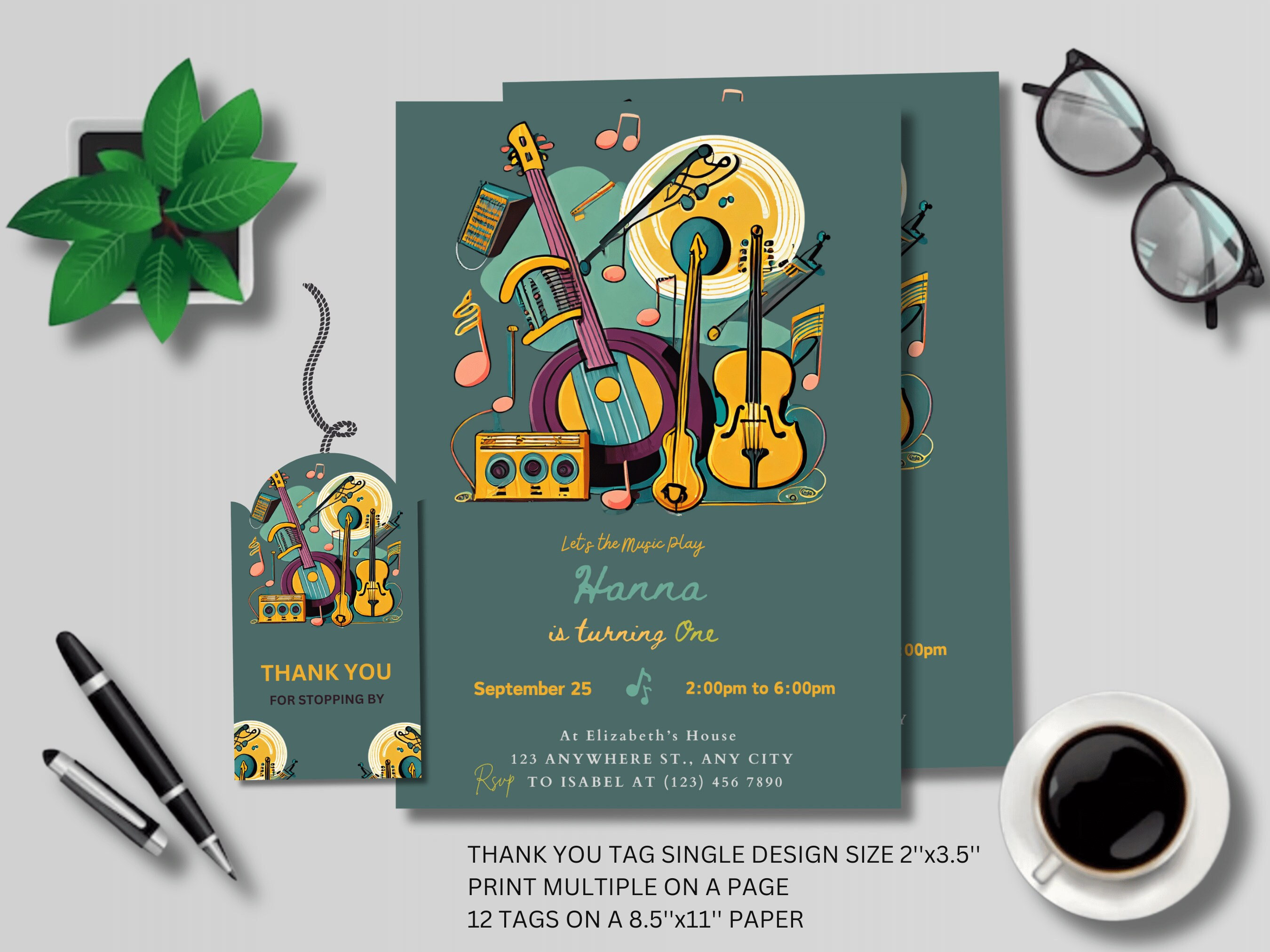 Music Birthday Invitation Musical Instruments Invitation Music Party ...