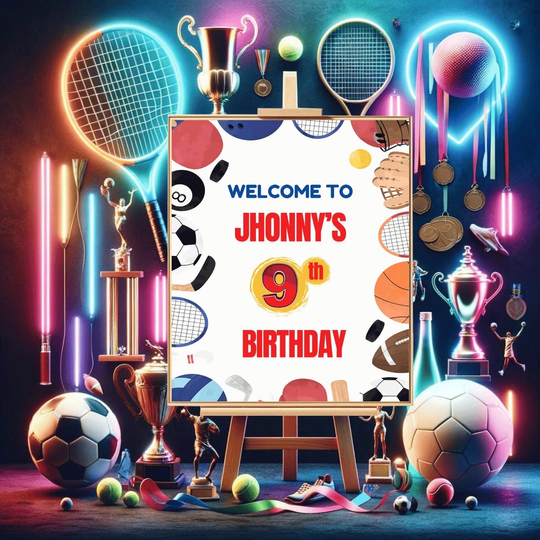 Editable Sports Birthday Welcome Sign Template Printable All Star ...