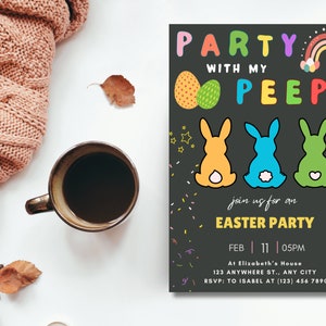 Editable Easter Party Invitation, Peeps Bunny Theme (digital Download ...