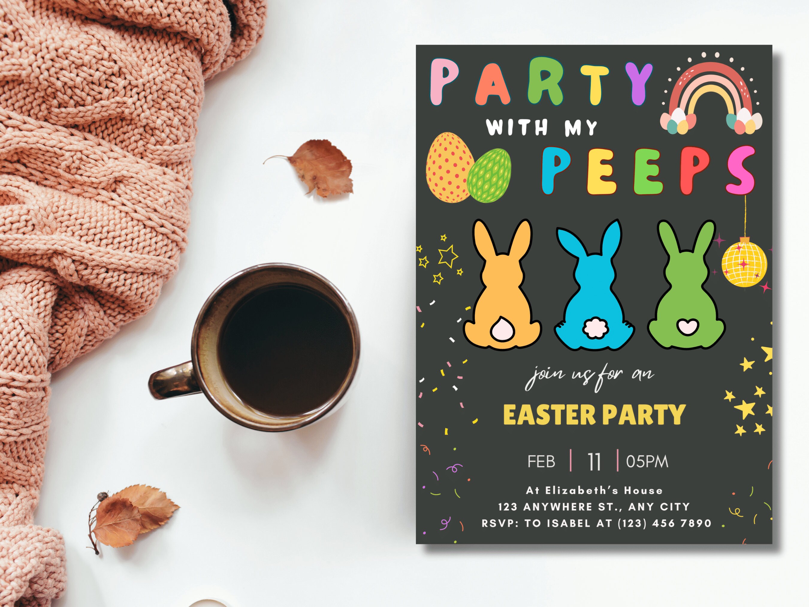 Editable Party With My Peeps Invitation Easter Party Invitation Easter ...