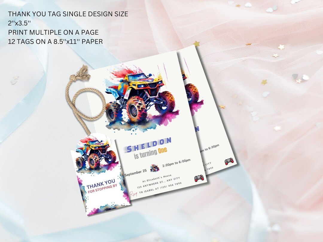 Editable ATV Wheeler Bike Birthday Invitation ATV Monster Truck ...