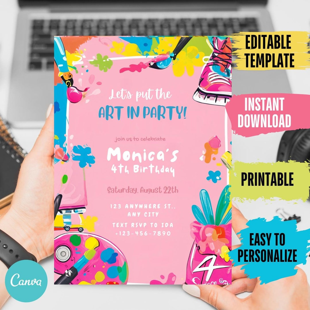 ART PARTY INVITATION Instant Download Tie Dye Art Invitation Art and ...